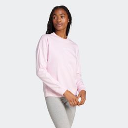 Sweatshirt adidas Sportswear "ESSENTIALS LINEAR FRENCH TERRY", Damen, Gr. L, pink (clear pink, wei&szlig;), Obermaterial: 55% Baumwolle, 36% Polyester, 9% Viskose, Rundhals, angesetztes B&uuml;ndchen, Sweatshirts Sweatshirt