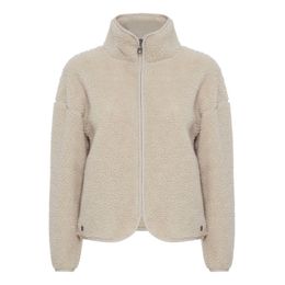 Sweatjacke oxmo "Pl&uuml;schjacke OXTonje", Damen, Gr. XL, beige (oyster), Obermaterial: 100% Polyester PES., Jacken Sweatjacke