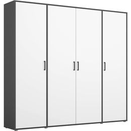 Kleiderschrank Rauch "VOYAGER Garderobe W&auml;scheschrank TOPSELLER Schlafzimmer", grau (graumetallic, alpinwei&szlig;, griffe graumetallic), B:187cm H:194cm T:53cm, Holzwerkstoff, Schr&auml;nke, Kleiderschrank, mit 2 modernen Griffvarianten, viel Stauraum MADE IN GERMANY