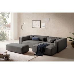 Ecksofa "PIARA XXL, L-Form, Schlaffunktion, Cord, Leinenoptik o. Strukturstoff", grau (anthrazit), B:288cm H:66cm T:198cm, 100% Polyester, LeGer Home by Lena Gercke, Sofas, Ecksofa, Hocker stellbar zum Schlafsofa (Krokodilverbinder), tiefe Sitzfl&auml;che
