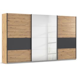 Schwebet&uuml;renschrank Rauch "Kleiderschrank Schrank Garderobe Ankleide Schlafzimmerschrank CORTONA", grau (eiche artisan, graumetallic), B:360cm H:210cm T:62cm, Holzwerkstoff, Schr&auml;nke, Schwebet&uuml;renschrank, inkl. Inneneinteilung, 2 Stoffboxen extra Einlegeb&ouml;den MADE IN GERMANY