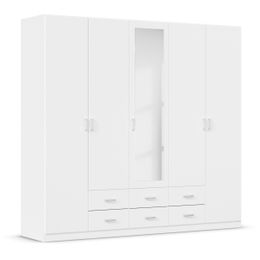 Kleiderschrank Rauch "Schrank Garderobe Ankleide GAMMA Breiten 91/136/181/226/271/315/360 cm", wei&szlig; (alpinwei&szlig;, griffe alu), B:226cm H:210cm T:54cm, Holzwerkstoff, Schr&auml;nke, Kleiderschrank, verschiedene Griff-Varianten, mit Spiegel TOPSELLER MADE IN GERMANY, Topseller