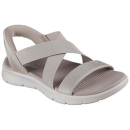Sandale Skechers "GO WALK FLEX SANDAL-GLIMMER UP", Damen, Gr. 40, taupe, Textil, Glitzer, Schuhe Sandale, Sommerschuh, Schlupfschuh mit Goga Mat Foatbed
