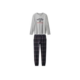 Esmara&reg; Damen Pyjama mit Hose aus Flanell (grau/navy, M(40/42)) 100394976003