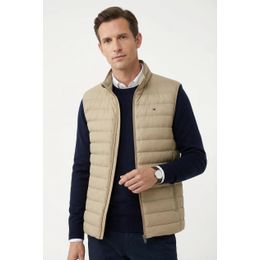 Steppweste Tommy Hilfiger "PACKABLE RECYCLED VEST", Herren, Gr. S, coastal taupe, Web, Obermaterial: 100% Polyamid, normal h&uuml;ftlang, Westen Steppweste, mit Logostickerei
