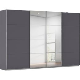 Schwebet&uuml;renschrank Rauch "Kleiderschrank Schrank Garderobe W&auml;scheschrank Ankleide SYNCRONO", grau (graumetallic, spiegel), B:316cm H:211cm T:62cm, Holzwerkstoff, Schr&auml;nke, Schwebet&uuml;renschrank, Mittelt&uuml;ren mit praktischer Synchron-&Ouml;ffnung MADE IN GERMANY