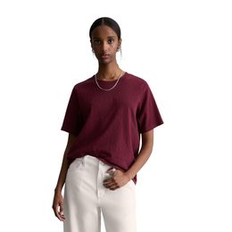 Marc O'Polo T-Shirt MARC O'POLO DENIM "aus softer Bio-Baumwolle", Damen, Gr. XS, rot (merlot rot), Obermaterial: 100% Baumwolle, unifarben, Basic, loose fit, Rundhals, normaler Saum, Shirts T-Shirt