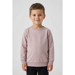 Sweatshirt name it "NMNSELI LS SWE BRU NOOS", M&auml;dchen, Gr. 110, lila (burnished lila), angeraute Sweatware, Obermaterial: 60% Baumwolle, 40% Polyester, unifarben, relaxed fit h&uuml;ftbedeckend, Rundhals, Rippb&uuml;ndchen, Sweatshirts Sweatshirt