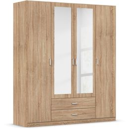 Kleiderschrank Rauch "Schrank Garderobe Ankleide GAMMA Breiten 91/136/181/226/271/315/360 cm", braun (eiche sonoma, griffe alu), B:181cm H:210cm T:54cm, Holzwerkstoff, Schr&auml;nke, Kleiderschrank, verschiedene Griff-Varianten, mit Spiegel TOPSELLER MADE IN GERMANY, Topseller
