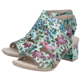 Sandalette Rieker, Damen, Gr. 41, mint multicolor, Lederimitat, Reptilienpr&auml;gung, gebl&uuml;mt, Schuhe Sandalette, Sommerschuh, Sandale, Blockabsatz, mit modischer Schaftgestaltung