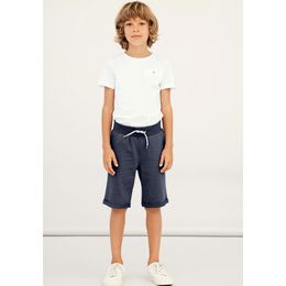 Sweatshorts name it "NKMVERMO LONG SWE SHORTS UNB F NOOS", Jungen, Gr. 92, N-Gr, blau (schwarz sapphir), angeraute Sweatware, Obermaterial: 100% Baumwolle, unifarben, regular fit kurz, Hosen Sweatshorts, Baumwolle, Umschlagsaum