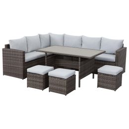 MeXo Gartenm&ouml;bel 9-Sitzer Lounge Set inkl. Polster (Grau & Hellgrau) 100344089001