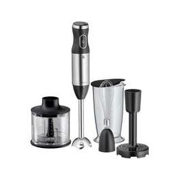 WMF Stabmixer-Set Kult X schwarz/silber, 600 Watt, mit Zerkleinerer, Schneebesen und Kartoffelstampfer
