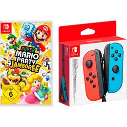 NINTENDO SWITCH Nintendo-Controller "Joy-Con 2er-Set rot / blau + Mario Party Jamboree", rot (rot, blau), B:12,3cm H:4,2cm T:14cm, Spielecontroller, Nintendo-Controller
