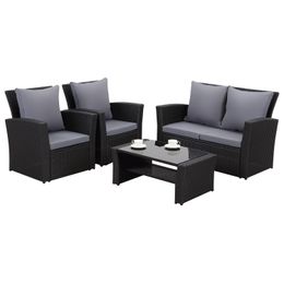 MeXo Gartenm&ouml;bel 4-Sitzer Lounge Set inkl. Polster (Schwarz & Grau) 100344098001