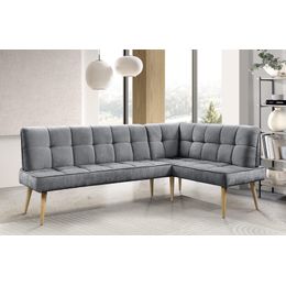 Eckbank exxpo - SOFA FASHION "Latte", antrazith, B:234cm H:95cm T:156cm, 100% PES, Sitzb&auml;nke, Eckbank, moderne Sitz- und R&uuml;ckensteppung, bequem und elegant, hoher Holzfu&szlig;