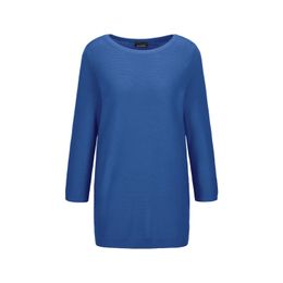 Rundhalspullover GOLDNER "Eleganter Baumwollpullover, Halbarm", Damen, Gr. 46, blau (royalblau), Obermaterial: 100% Baumwolle CO., Modisch, Pullover Rundhalspullover, U-Boot-Ausschnitt