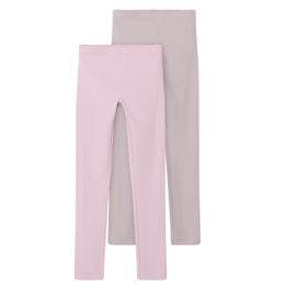 Leggings name it "NKFVIVIAN 2P LEGGING L NOOS", M&auml;dchen, Gr. 122/128, N-Gr, cradle pink, Jersey, Obermaterial: 95% Baumwolle, 5% Elasthan, unifarben, slim fit lang, Hosen Leggings