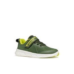 Barfu&szlig;schuh Geox "J FOOT-RUN BOY", Jungen, Gr. 26, blau, gr&uuml;n, Textil, Schuhe Barfu&szlig;schuh, Klettschuh mit Logo, Gr&ouml;&szlig;enschablone zum Download