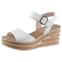 Sandalette Gabor, Damen, Gr. 37, wei&szlig;, Kalbsleder, unifarben, Schuhe Sandalette, Sommerschuh, Sandale, Keilabsatz, mit besonderer Absatzgestaltung, Topseller