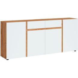 Sideboard Home Affaire "Morongo", eiche kraft gold, wei&szlig; alpin, B:200,7cm H:86cm T:39,6cm, Holzwerkstoff, MDF, Sideboards, Sideboard, Breite ca. 201 cm
