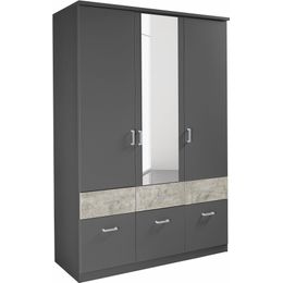 Kleiderschrank Rauch "Kleiderschrank Schrank Garderobe deckenhoher Schrank BREMEN", grau (graumetallic, betonfarben), B:136cm H:199cm T:58cm, Holzwerkstoff, Schr&auml;nke, Kleiderschrank, in vielen Farbvariationen, inkl. Kranzblende MADE IN GERMANY