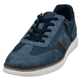 Schn&uuml;rschuh Bugatti, Herren, Gr. 44, blau, Lederimitat, Schuhe Schn&uuml;rschuh, Schn&uuml;rschuh, Freizeitschuh, Halbschuh mit zus&auml;tzlichem Rei&szlig;verschluss