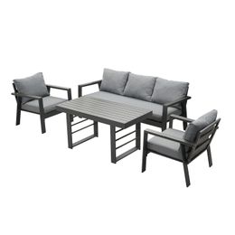 MeXo Gartenm&ouml;bel Lounge-Set &raquo;Neapel&laquo;, inkl. Polster (5-Sitzer / Esstisch, Grau / Dunkelgrau) 100396702002