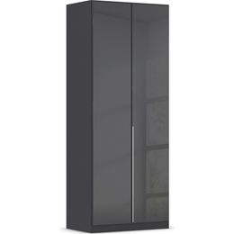 Dreht&uuml;renschrank OTTO HOME "Kleiderschrank Kleiderschr&auml;nke Schrank Garderobe AGORDO mit Glasfront", grau (graumetallic, glas basalt), B:91cm H:229cm T:54cm, Holzwerkstoff, Schr&auml;nke, Dreht&uuml;renschrank, durchdachte Innenausstattung, in 8 Breiten und 2 H&ouml;hen MADE IN GERMANY