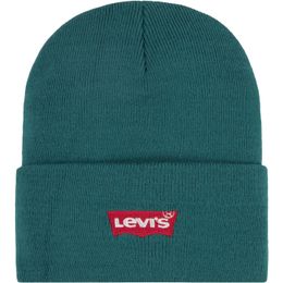 Beanie LEVI'S KIDS, Kinder, bistro gr&uuml;n, Feinstrick, Kunstfaser, bestickt, unifarben, M&uuml;tzen Beanie, mit Batwing Logo