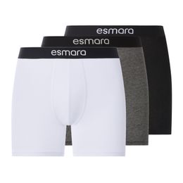 esmara Men Herren Boxer langes Bein, 3 St&uuml;ck (schwarz/grau/wei&szlig;, 6/L) 100399503003