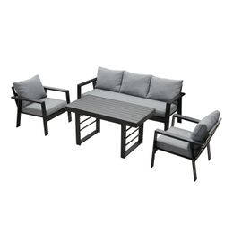 MeXo Gartenm&ouml;bel Lounge-Set &raquo;Neapel&laquo;, inkl. Polster (5-Sitzer / Esstisch, Schwarz / Dunkelgrau) 100396702001