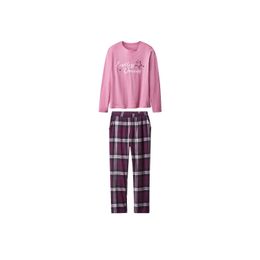 Esmara&reg; Damen Pyjama mit Hose aus Flanell (pink/lila, XS(32/34)) 100394976009