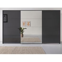Schwebet&uuml;renschrank Rauch "Kleiderschrank Schrank Garderobe OTELI inkl. 3 Innenschubladen", grau (graumetallic, effektgrau hochglanz), B:368cm H:233cm T:68cm, Holzwerkstoff, Schr&auml;nke, Schwebet&uuml;renschrank, inkl. Passepartout optional mit Beleuchtung MADE IN GERMANY