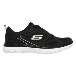 Sneaker Skechers "SUMMITS-SUITED", Damen, Gr. 37, schwarz, wei&szlig;, Leder, Mesh, Schuhe Sneaker, Freizeitschuh, Trainingsschuh, Schn&uuml;rschuh mit weicher Polsterung