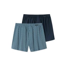 Webboxer Schiesser "Web-Boxershorts 2er Pack", Herren, Gr. XXL, bunt (dunkelblau, hellblau, wei&szlig;), Obermaterial: 100% Baumwolle CO., Unterhosen Webboxer