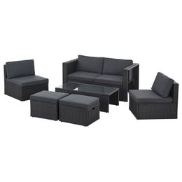 Wohnen & Einrichtung/Garten & Balkon|Wohnen & Einrichtung/Garten & Balkon/Gartenm&ouml;bel & Balkonm&ouml;bel/ Juskys Polyrattan Lounge Salou (Schwarz/Grau)"" 100380888001