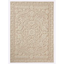Teppich HEINE HOME Gr. 2, beige (natur), B:70cm H:5mm L:140cm, Kunstfaser, Polyester, Schurwolle, Wolle, Teppiche, Teppich