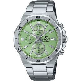 Chronograph CASIO EDIFICE, lindgr&uuml;n, edelstahlfarben, Armbanduhren, Herren, Chronograph, Quarzuhr, Armbanduhr, Herrenuhr, Edelstahlarmband, analog, Tag