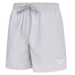 Badeshorts Reebok "Yale", Herren, Gr. L, N-Gr, simple grau, Microfaser, Polyester, clean, unifarben, Badehosen Badeshorts, mit Kordelzug und elastischem Bund, mit Logo, basic