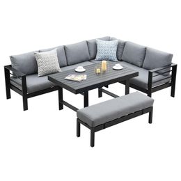 MeXo Gartenm&ouml;bel Lounge-Set &raquo;Tropea&laquo;, inkl Polster (8-Sitzer, Schwarz / Dunkelgrau) 100396631001