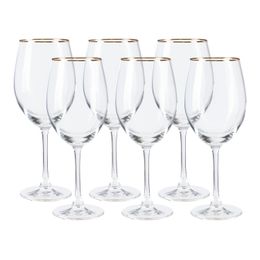 Rotweingl&auml;ser: ca. &Oslash; 7,4 x H 24 cm Temperaturbest&auml;ndigkeit: - Sp&uuml;lmaschinengeeignet: nein Mikrowelle LIVARNO home Glas Set mit Goldrand (Rotweinglas)"" 100382630003