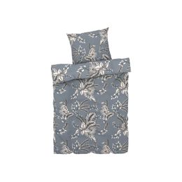 LIVARNO home Renforc&eacute;-Bettw&auml;sche, 155 x 220 cm (Blumen/grau)"" 100380156002