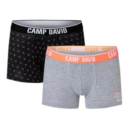 CAMP DAVID Herren Boxer, 2 St&uuml;ck (Schwarz/Grau, L) 100394754005