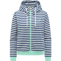 Sweatjacke Ragwear "Sweatjacke Parya Stripes", Damen, Gr. XXL, blau (navy), Obermaterial: 50% Baumwolle CO. 50% Elasthan EL., Sweatjacken Sweatjacke