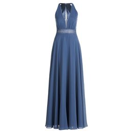 Abendkleid Vera Mont "Abendkleid mit Spitze", Damen, Gr. 40, EURO, blau (blau stone), 100% Polyester PES., Kleider Abendkleid