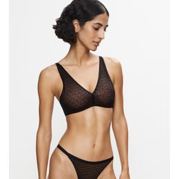 B&uuml;gelloser BH Triumph "Signature Sheer P EX", Damen, Gr. 90, Cup A, schwarz, T&uuml;ll, Obermaterial: 49% Polyester, 26% Elasthan, 25% Polyamid, bestickt, unifarben, BHs B&uuml;gelloser BH, Monogramm-T&uuml;ll und zarte Spitzendetails am R&uuml;cken