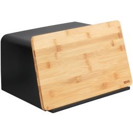 Brotkasten Wenko "Modell Kubo", braun (schwarz, braun), B:35cm H:20,5cm, Lebensmittelaufbewahrungsbeh&auml;lter, Brotkasten, moderne Brotbox mit integriertem Schneidebrett als Deckel
