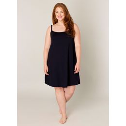 Tr&auml;gerkleid Base Level Curvy "Alissa", Damen, Gr. 58 (60), N-Gr, blau (navy dunkelblau), Jersey, Obermaterial: 94% Viskose, 6% Elasthan, unifarben, Basic, figurumspielend knielang, Rundhals, Kleider Tr&auml;gerkleid, Verstellbare Tr&auml;ger