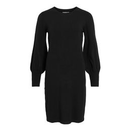 Strickkleid Vila "VIKERRY O-NECK KNIT DRESS - NOOS", Damen, Gr. S, N-Gr, schwarz (schwarz beauty), Strick, Obermaterial: 53% Polyester, 30% Viskose, 17% Polyamid, unifarben, regular fit knielang, Rundhals, Kleider Strickkleid, Materialmix, regular fit